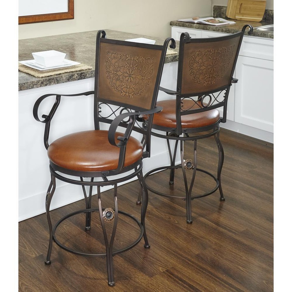 Big & Tall Copper Stamped Back Counter Stool with Arms 81438244594| eBay