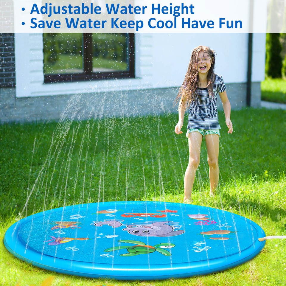 68" Splash Pad Kids Sprinkler Play Mat Wading Pool Toddler Outdoor Toy ...