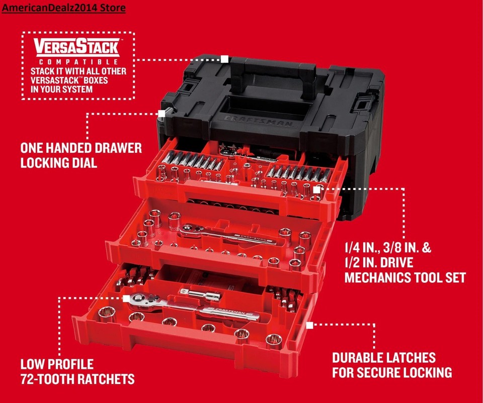 Craftsman 230-Piece Standard SAE & Metric Mechanics Tool Set w/ Hard ...