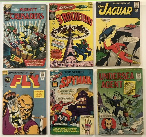6 SILVER AGE COMICS - JAGUAR, FLY, UNDERSEA AGENT, SPYMAN, BLAST-OFF ...