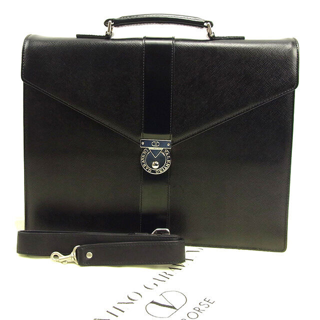 Valentino Garavani Business bag Black Silver Mens Authentic Valentino Garavani Business bag Black Silver Mens Authentic