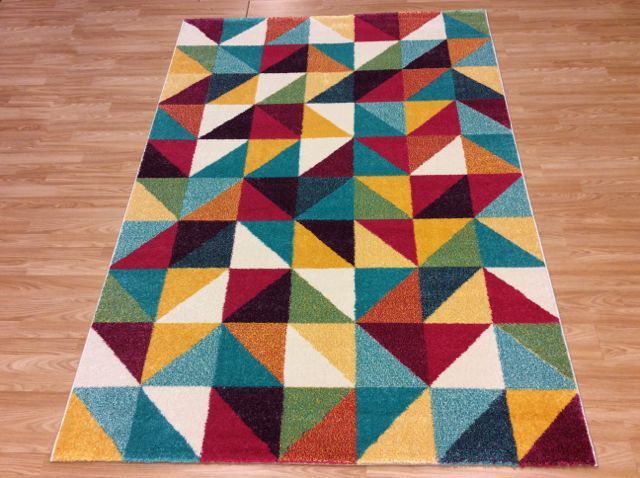 Funky Modern Trendy Abstract Multi Colour Easycare Rug SMALL 60x110cm ...
