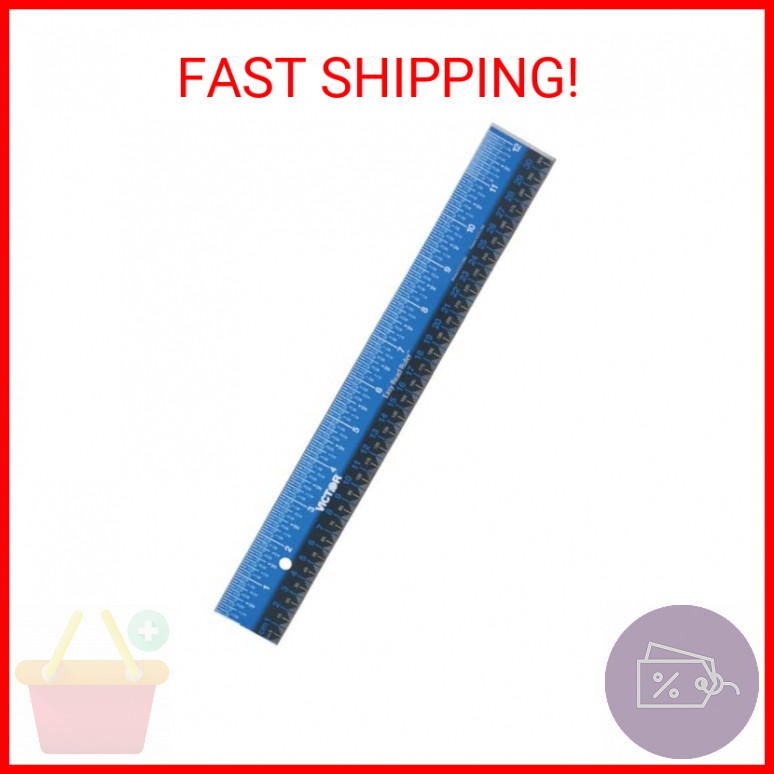 Victor Easy Read Stainless Steel Ruler, Standard/Metric, 12" Long, Blue ...