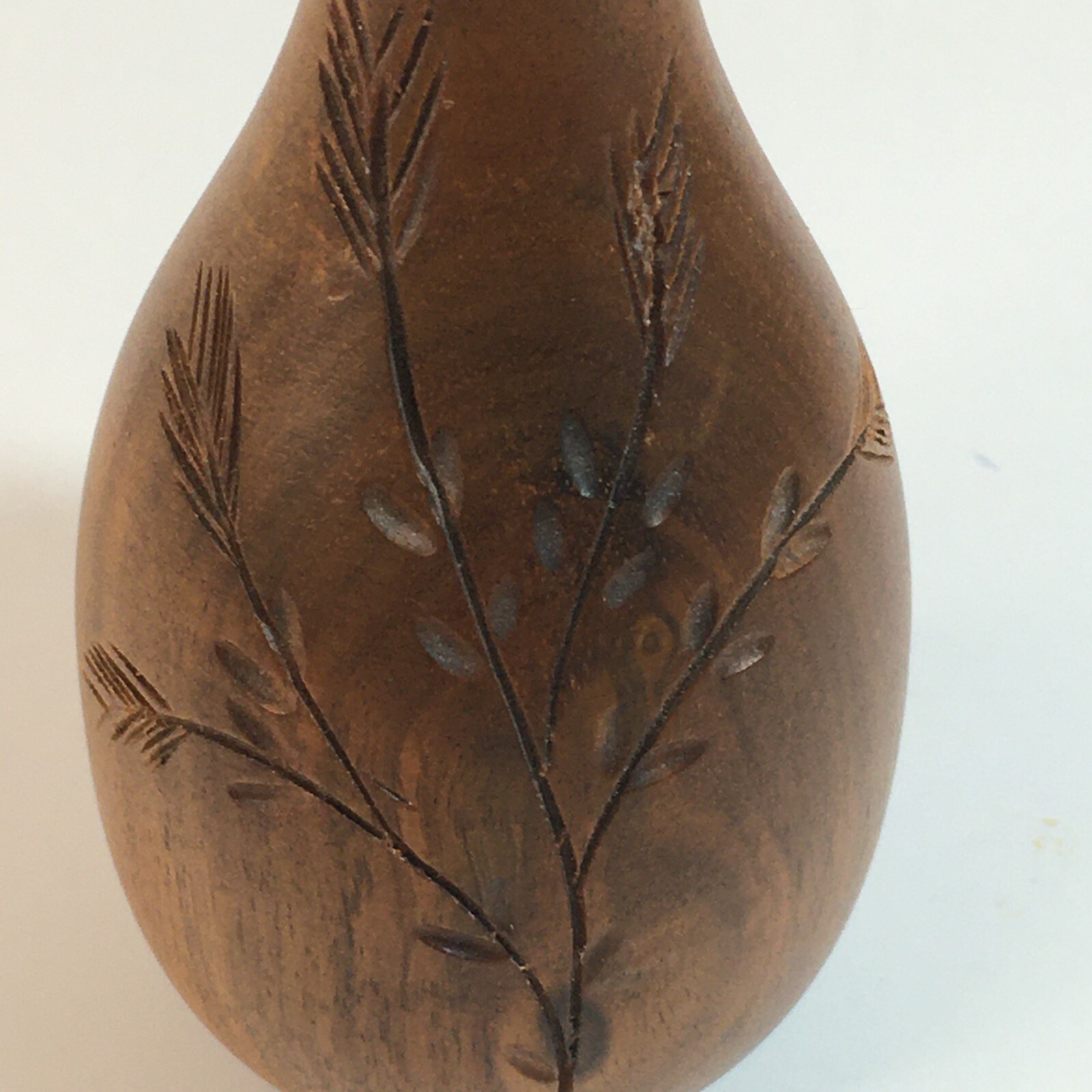 Carved Wooden Art Vase by R. Day 4.5 " | eBay