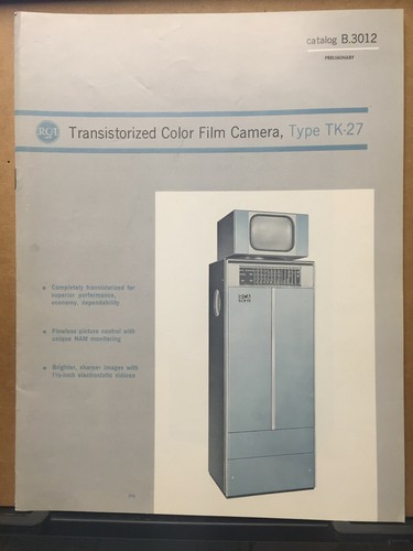 Vtg RCA Catalog Transistorized Color Film Camera Type TK-27 Vidicon ...