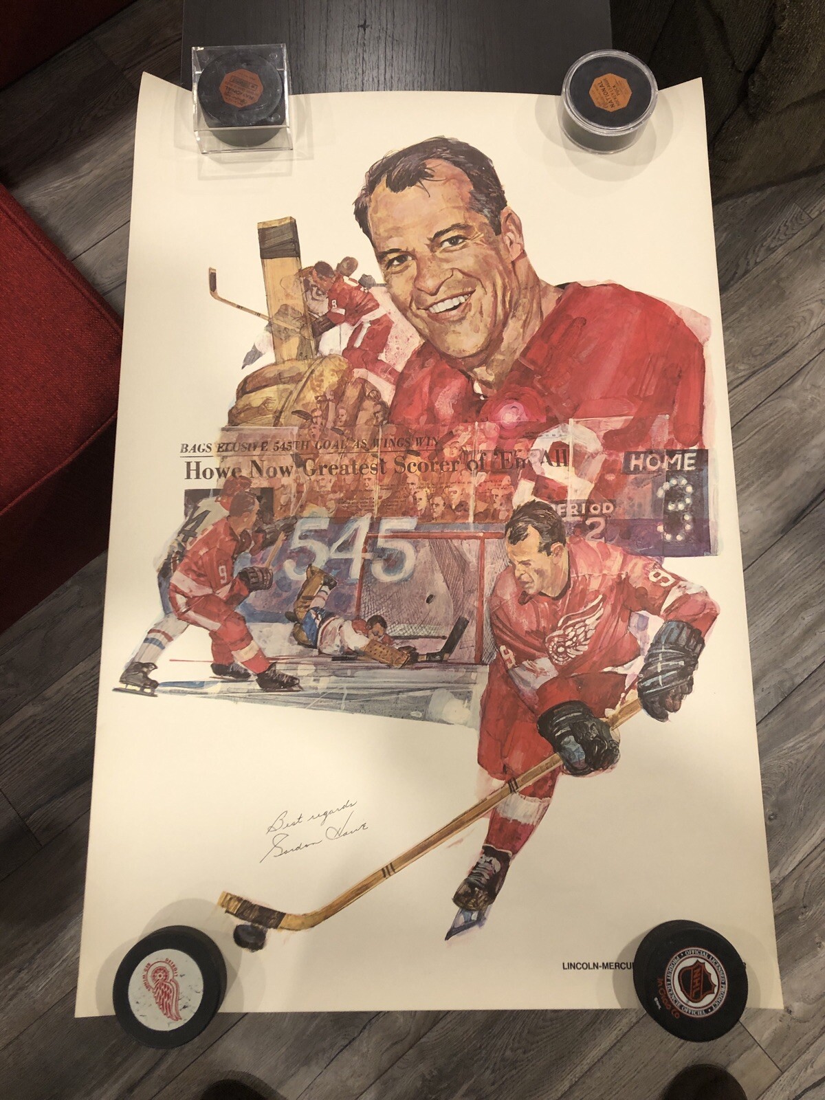 Vintage 1964 Gordie Howe Poster Detroit Red Wings, Lincoln Mercury | eBay