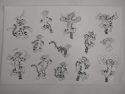 Vintage Disney's Tigger Tattoo Flash Sheet. Cute Different Poses Of ...