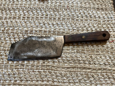 Primitive 10” Meat Cleaver With Shraded Edge Blade 5” Rustic | eBay