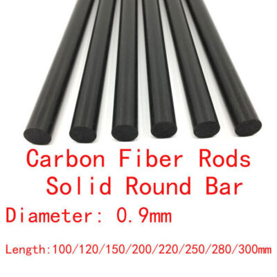 0.9mm Dia Carbon Fiber Rods Solid Round Bar 100/120/150/200/220/250/280 ...