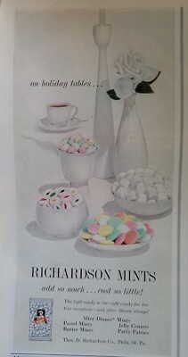 1959 Richardson's After Dinner Candy Mints On Holiday Tables Vintage Ad ...