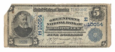 Brooklyn, New York (NY) Signed $5 National Bank Note, 1902 Series, Ch ...