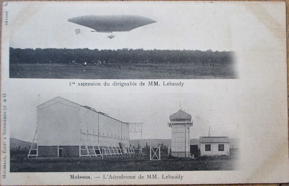 French Aviation 1905 Postcard, Airship Dirigible Lebaudy and Aerodrome ...