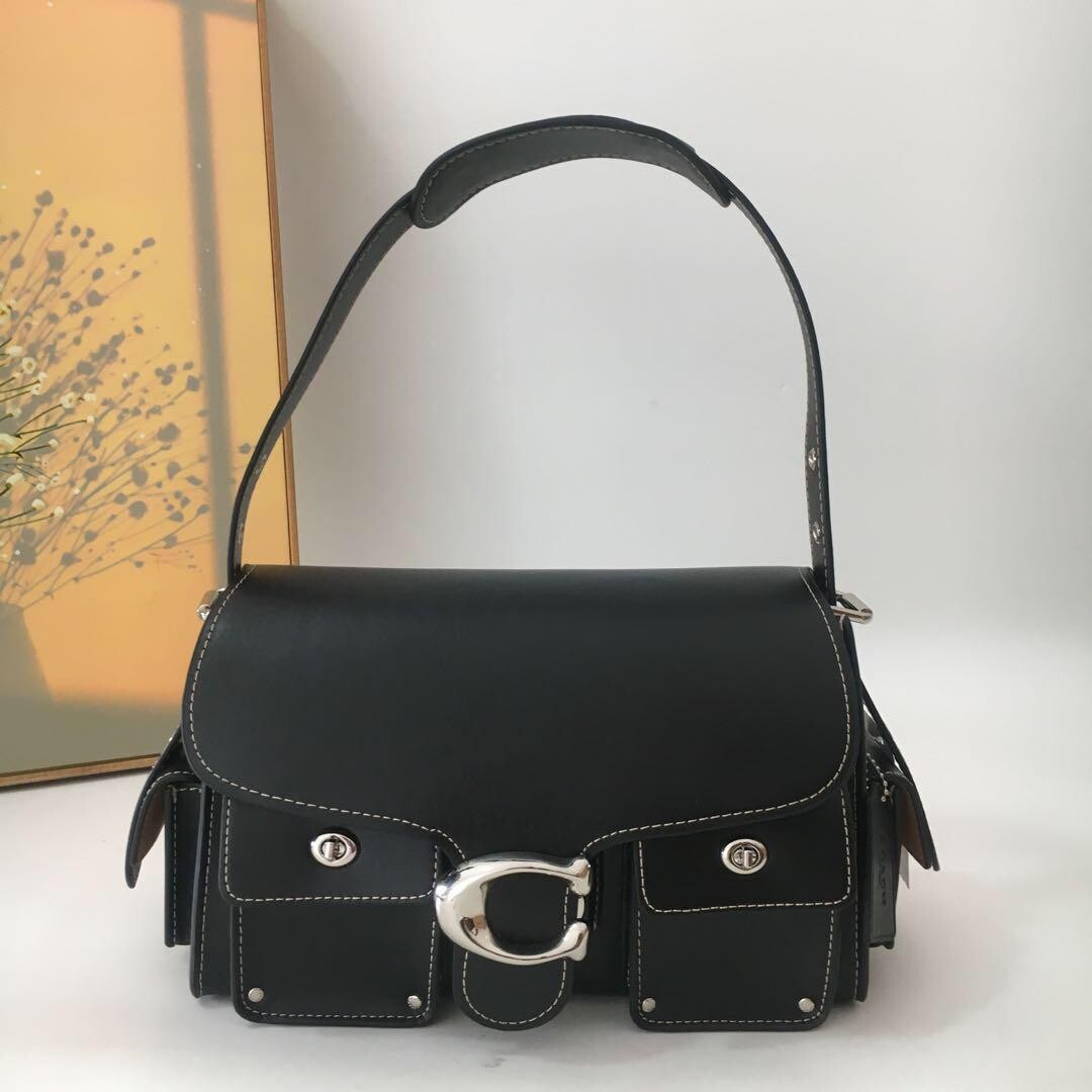 Coach Cargo Turnlock Soft Tabby CU124 Shoulder Bag Black Leather Outlet New | eBay