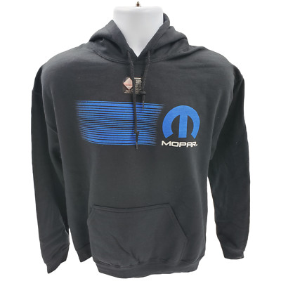 Black Hoodie Sweatshirt - Mopar "M" w/ Blue Stripe Logo / Emblem | eBay