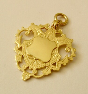 GENUINE SOLID 9K 9ct YELLOW GOLD ENGLISH SHIELD FOB PENDANT | eBay ...
