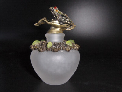 Delightful Enamel & Crystal Perfume Bottle With Frog On Lily Pad ...