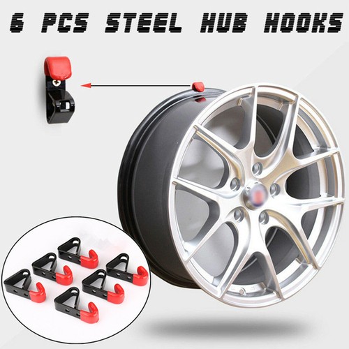 6X Tire Wheel Hub Metal Holder Rack Wall Mounted Car Wheel Hub Hanging ...