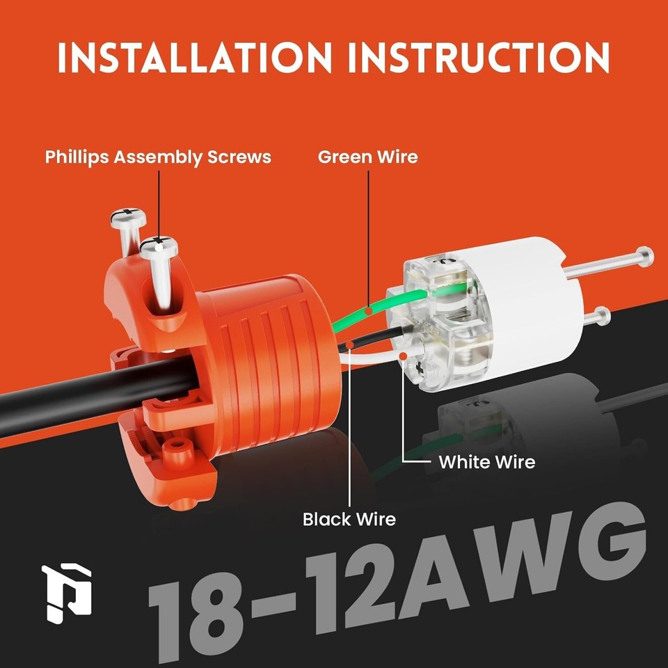 Extension Cord Ends Male & Female set Electrical Replacement Plug 15AMP ...