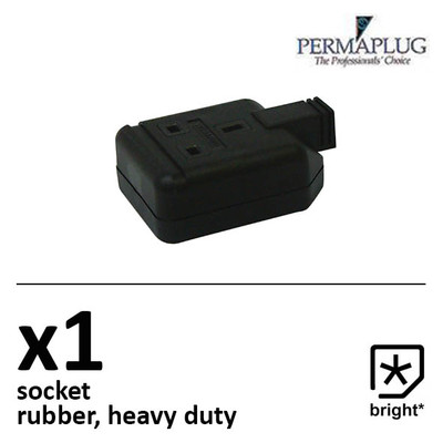 1 x 13 Amp Permaplug Rubber Composite Socket Heavy Duty 3pin Black | eBay
