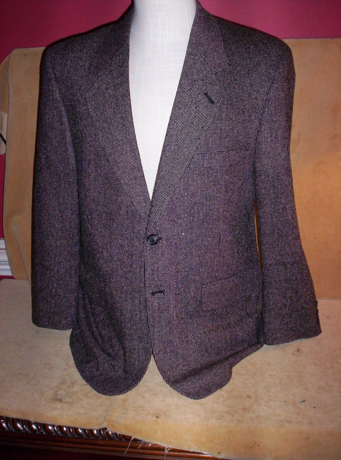 Bert Pulitzer Mens 40S PURE SILK Black White Fleck 2 Button Sport Coat ...