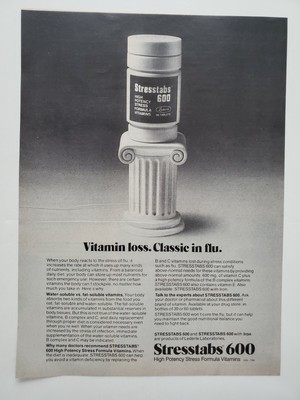 Stresstabs 600 Vitamins Ad 1979 Roman Column Vintage Magazine Print | eBay