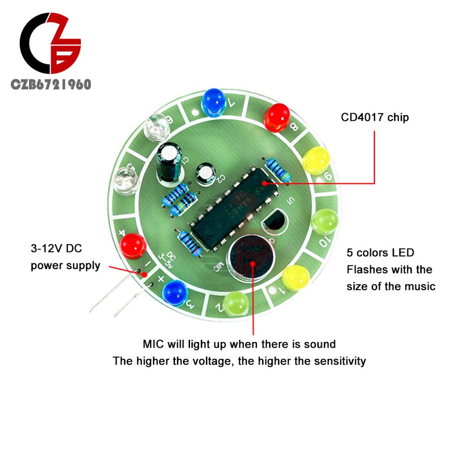 CD4017 Voice Controlled Rotary LED Light Electronic DIY Assembly DIY ...