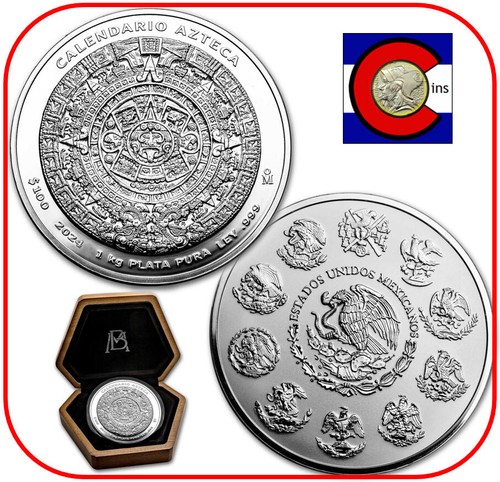 2024 Mexico Aztec Calendar Silver Proof Kilo Kg Kilogram Coin with Box ...