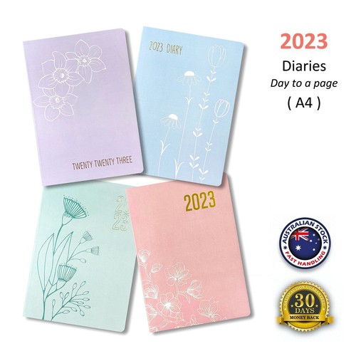 2023 Diary A4 Day To A Page Floral Print Cover Softcover Round Edge 2023-diary-a4-day-to-a-page-floral-print-cover-softcover-round-edge
