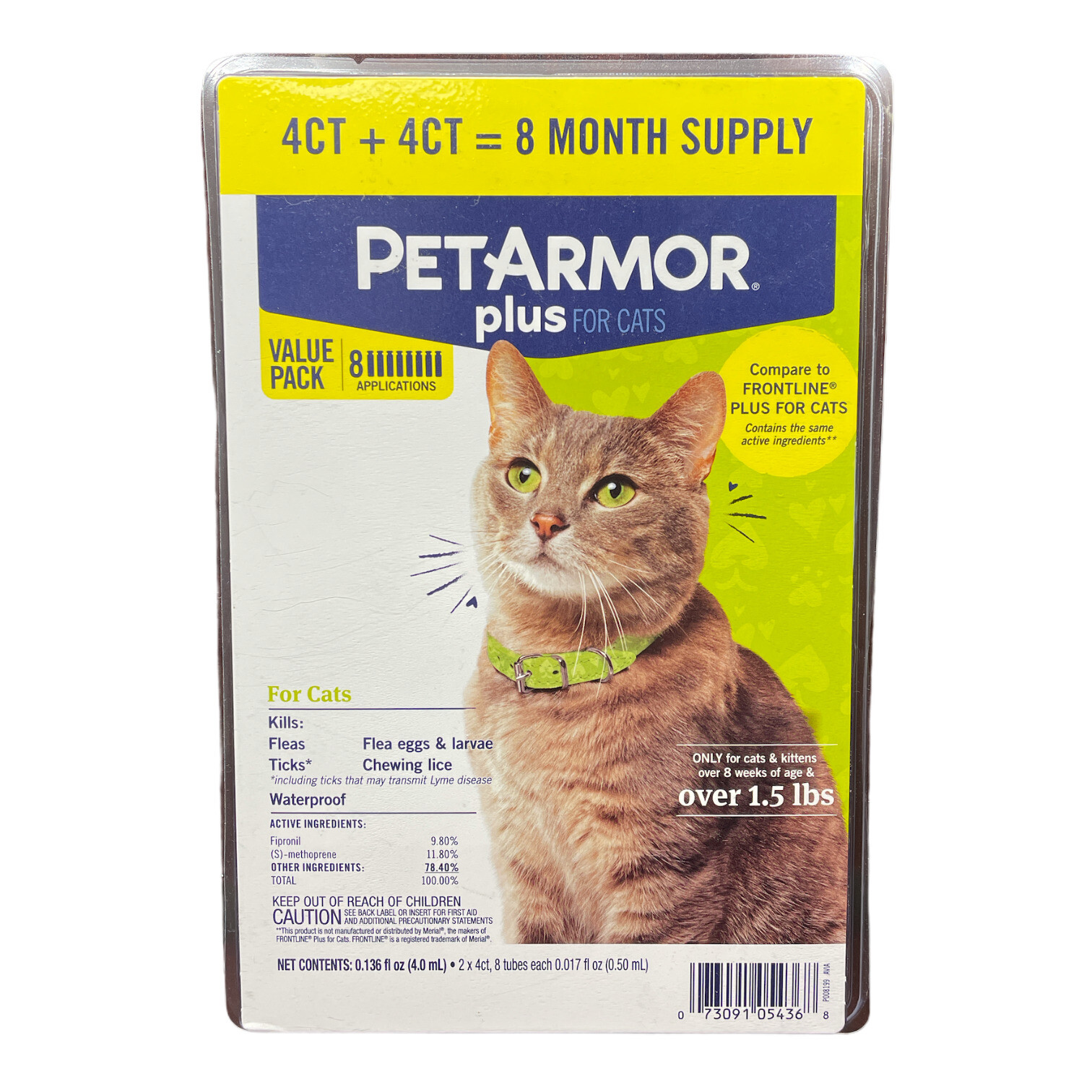 PetArmor Plus Flea & Tick Prevention for Cats with Fipronil, Waterproof ...