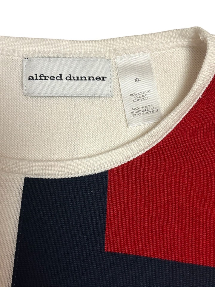 Alfred Dunner Women XL Short Sleeve Top Geometric Color Block Red Blue ...