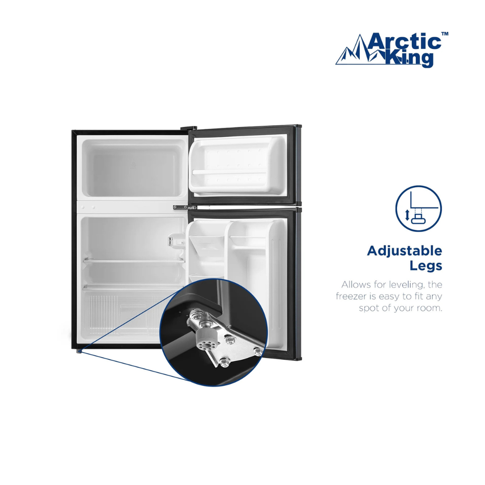 Arctic King 3.2 Cu ft Two Door Mini Fridge with Freezer, Stainless ...