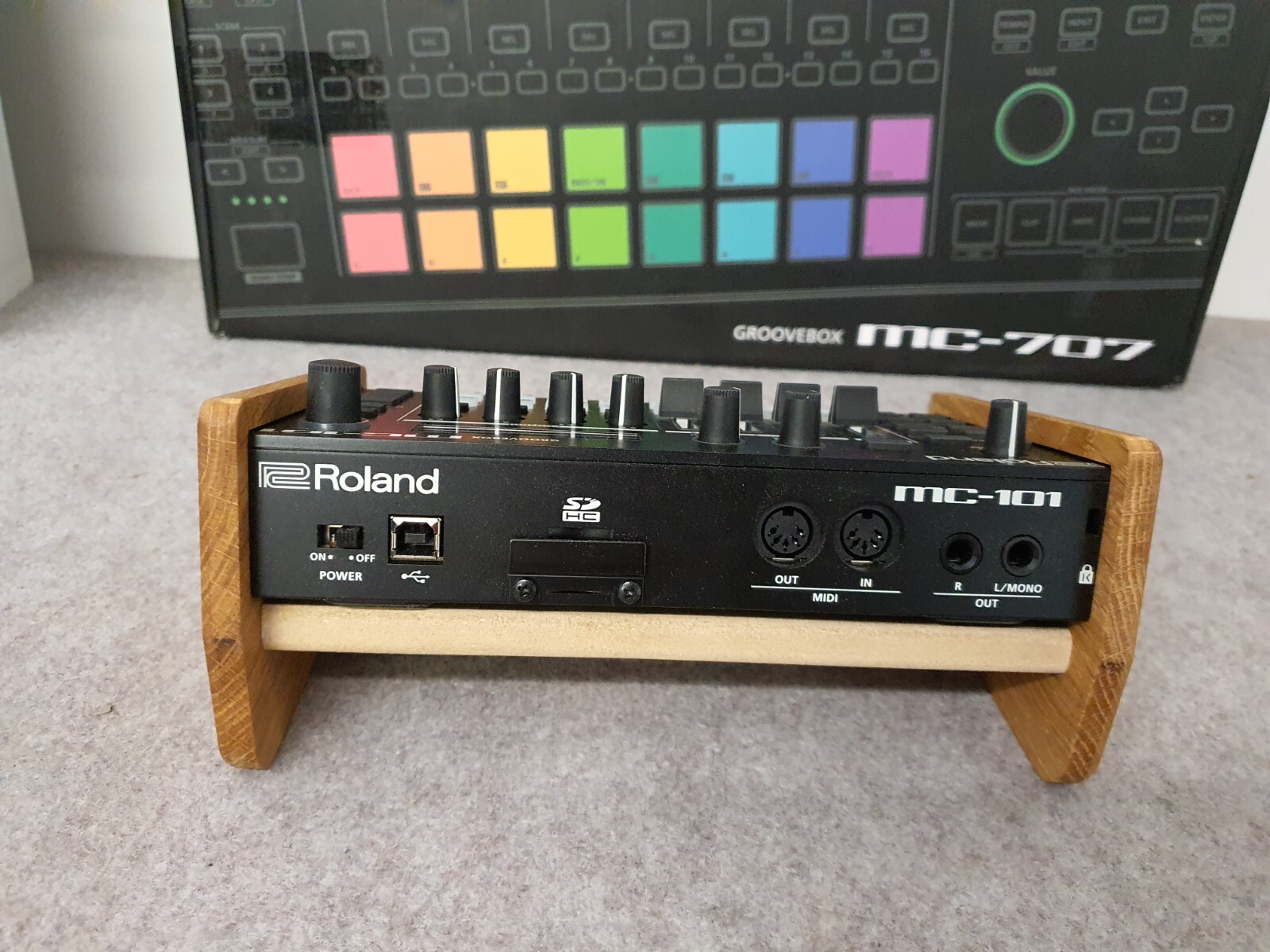Roland MC101 and TR6S Solid Oak Stand from Synths And Wood | eBay