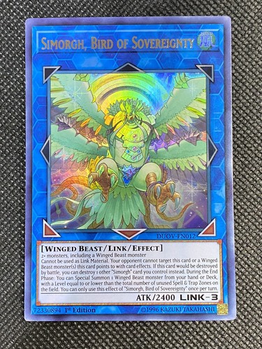 YuGiOh! Simorgh, Bird of Sovereignty DUOV-EN012 Ultra Rare 1st Edition ...