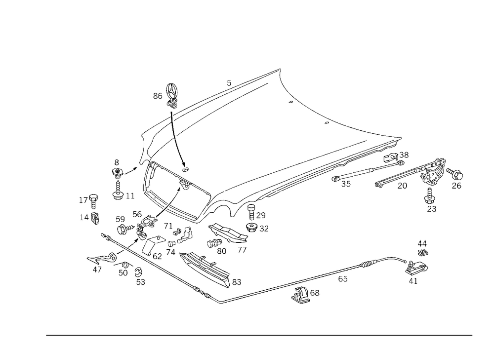 Genuine Mercedes-Benz Engine Hood Rel 208-880-00-59-64 for sale online ...