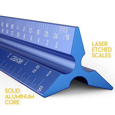 Architectural Scale Ruler, Metal Ruler of Solid Aluminum, 12 inch ...