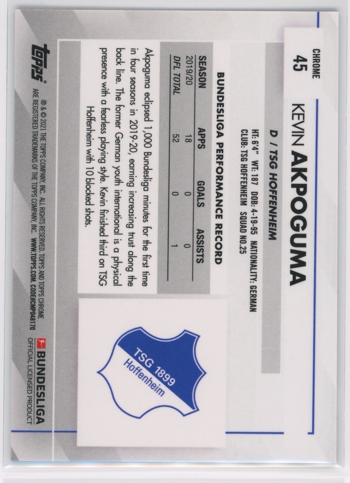 KEVIN AKPOGUMA 2020-21 TOPPS CHROME SAPPHIRE #45 QTY | eBay