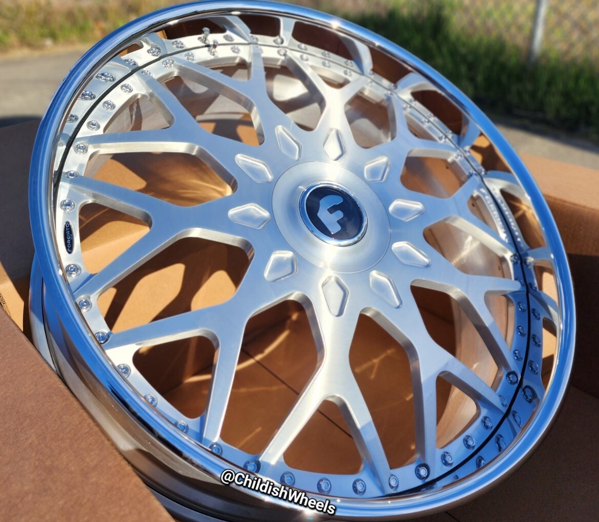 28" Inch Brushed Forgiato Torino 6x135 6x139.7 XL Floating Cap Wheels ...