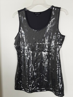 NOTATIONS WOMEN GRAY SEQUIN BLING SLEEVELESS TANK TOP SHELL S | eBay.de