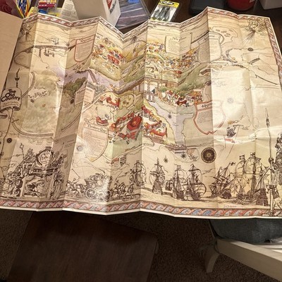 Vintage Map Of Bush Gardens Amusement Park The Old Country | eBay