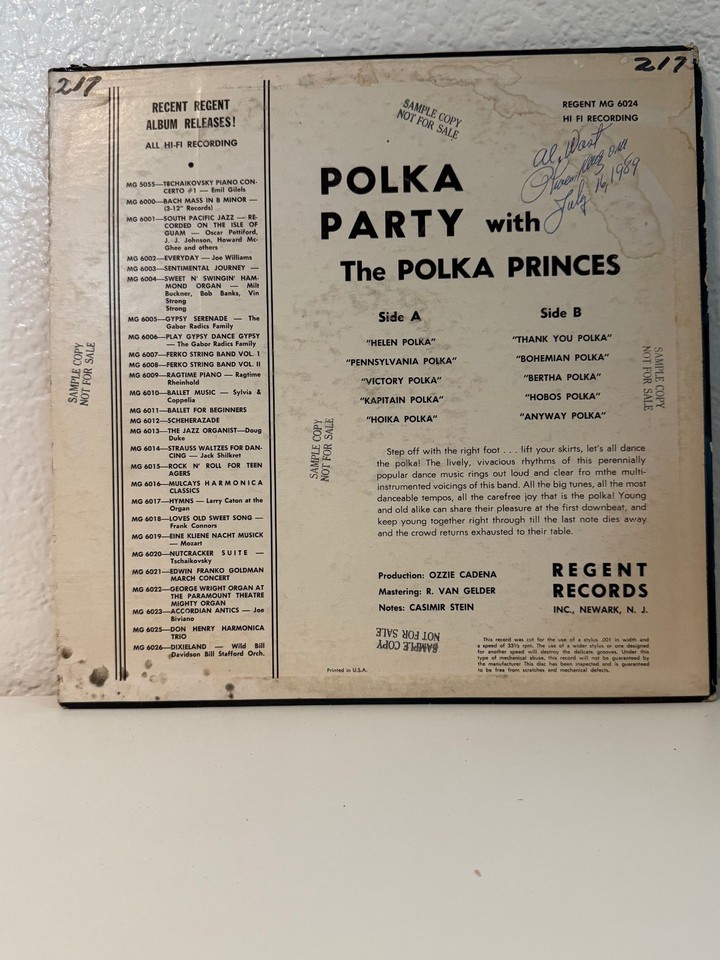 Polka Party by The Polka Princes LP – Regent Records MG-6024 RARE 1956 ...