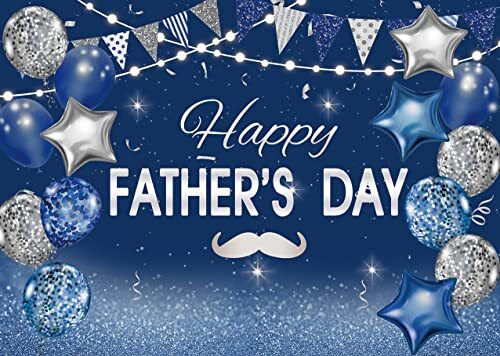 Blue Silver Happy Fathers Day Background I Love Dad Glitter Balloons ...
