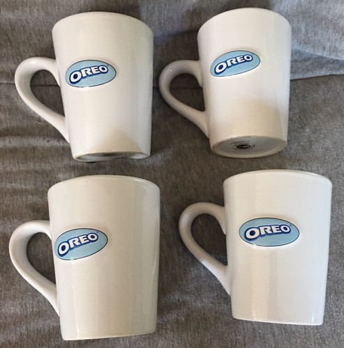 Lot of 4 OREO Cookie Logo White Ceramic COFFEE Mug Cup Great for ...
