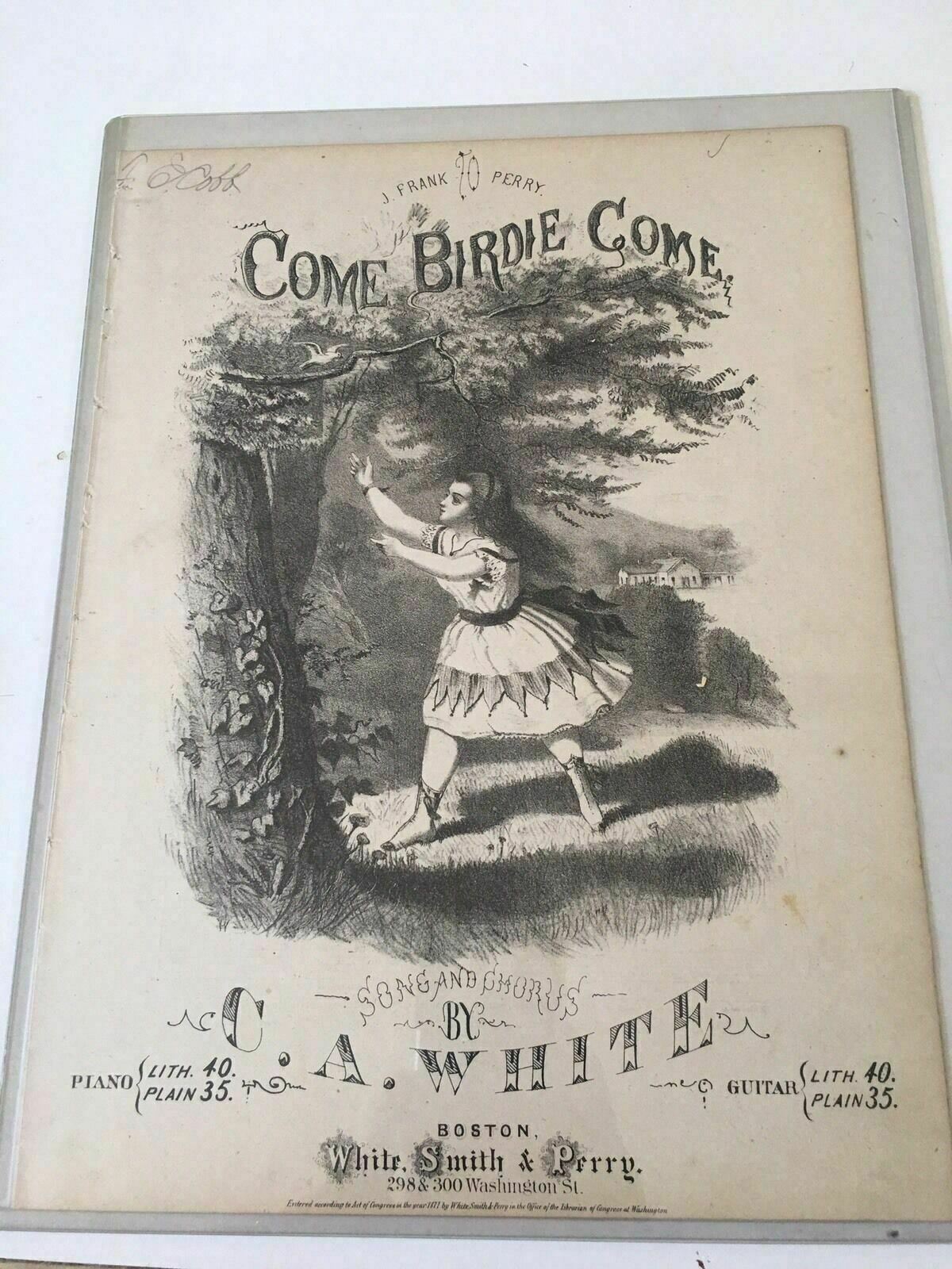 Rare Antique Original Litho Piano Sheet Music 1880s Come Birdie Come | eBay