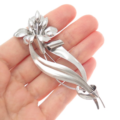 CARL ART 925 Sterling Silver Antique Art Deco Lily Flower Pin Brooch | eBay