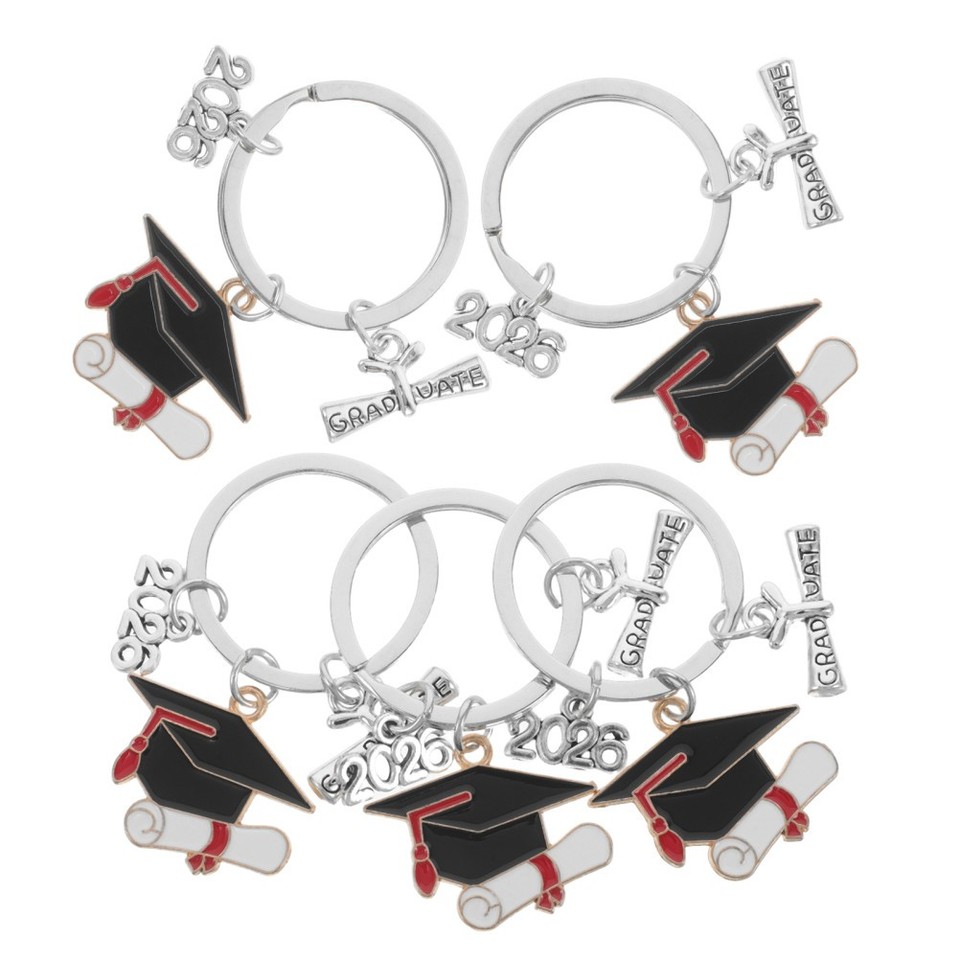 5pcs Graduation Keychain: Graduation Cap Pendant Keychain With Book ...