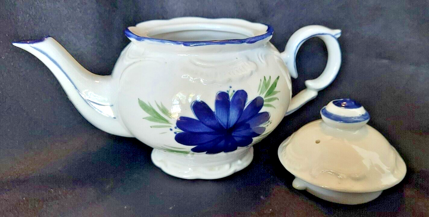 Blue Teapot Floral Pattern Made In China | eBay
