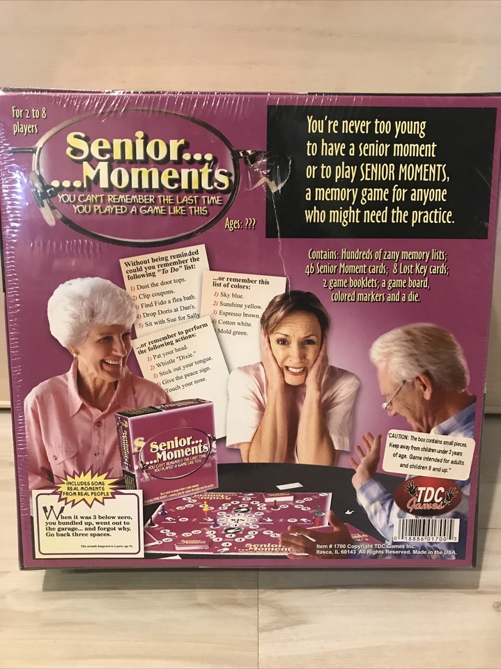 NEW Senior Moments Family Adult Board Game TDC Games Factory Sealed 2-8 ...