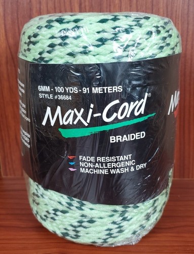Maxi-Cord Braided Polypropylene 6mm 100YDS 91 Meters Green/green ...
