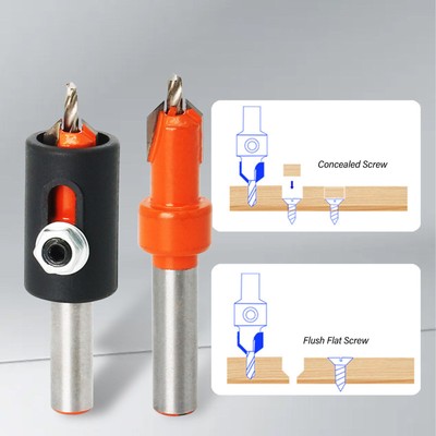 5PCS Wood Countersink Drill Bits Woodworking Round Shank Bit Set with ...