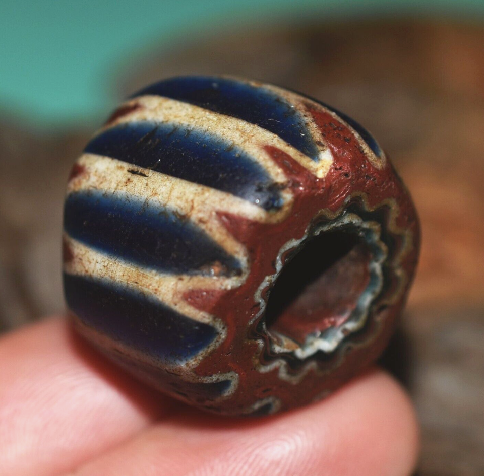 Antique Venetian Ground Seven Layer Chevron Bead W/ A Black Layer ...